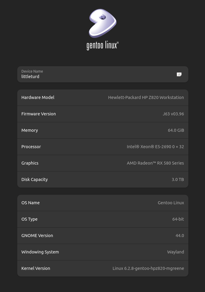 Gentoo Gnome 44 with Kernel 6.2.8 – Mike's Random Stuff